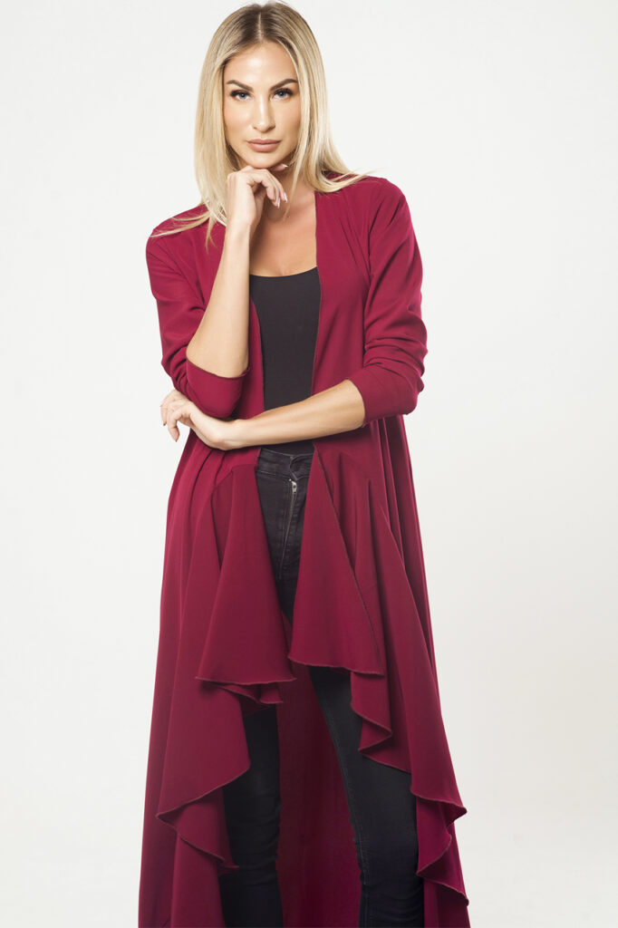 Maroon Ruffled Cape - Heracloset Online