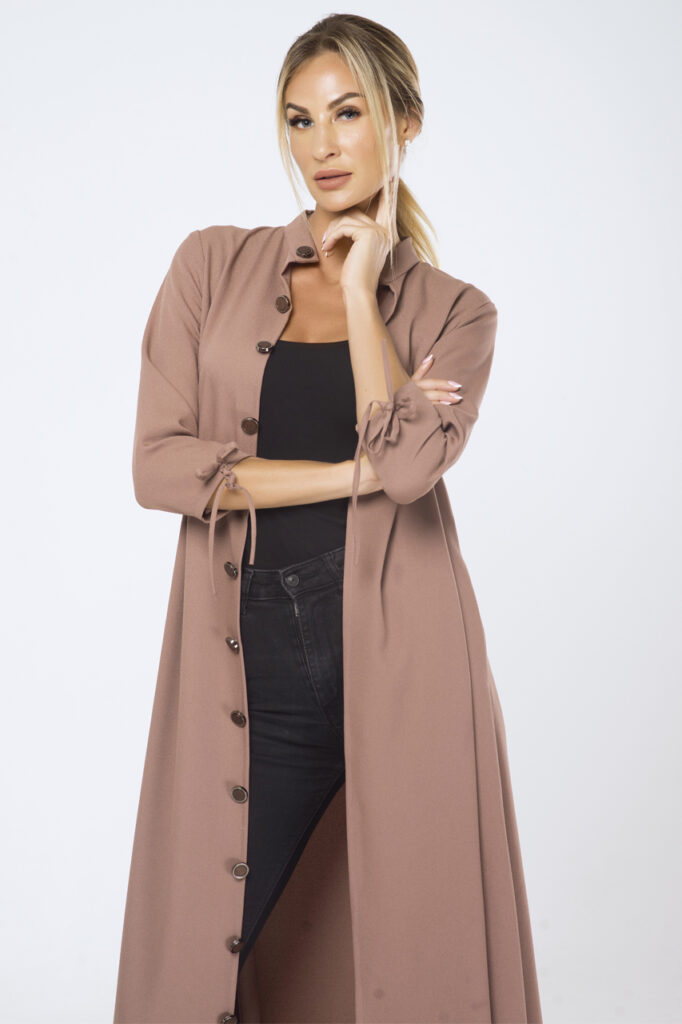 Buttoned Beige Cape - Heracloset Online