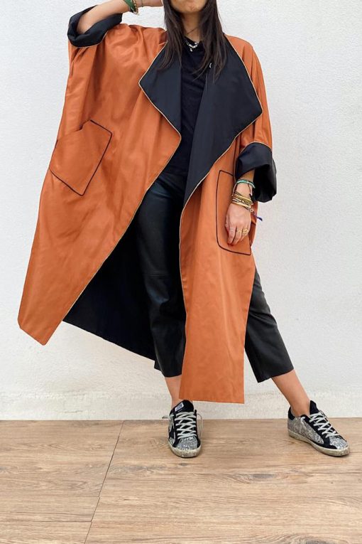 Winter Orange And Black Bisht - Heracloset Online