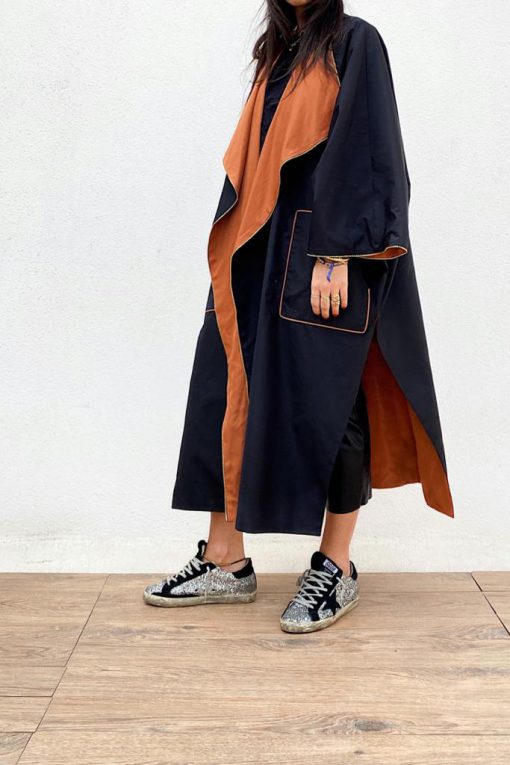 Winter Orange And Black Bisht - Heracloset Online