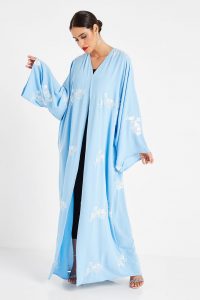 Blue Bisht Style Abaya - Heracloset Online
