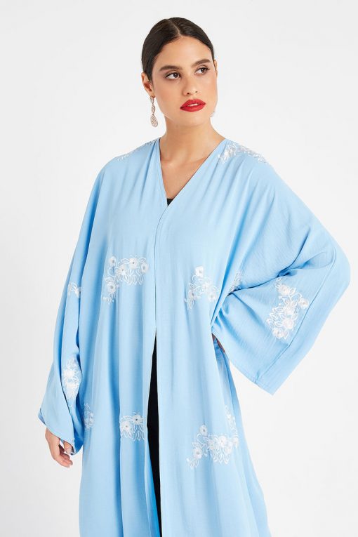 Blue Bisht Style Abaya - Heracloset Online