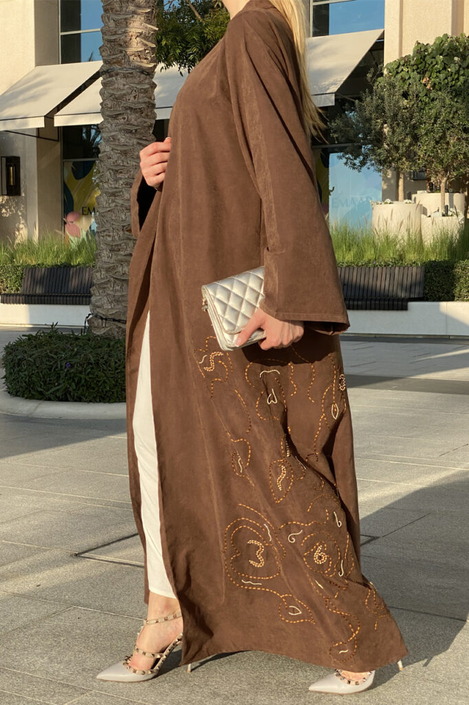 Handwork Brown Abaya - Heracloset Online