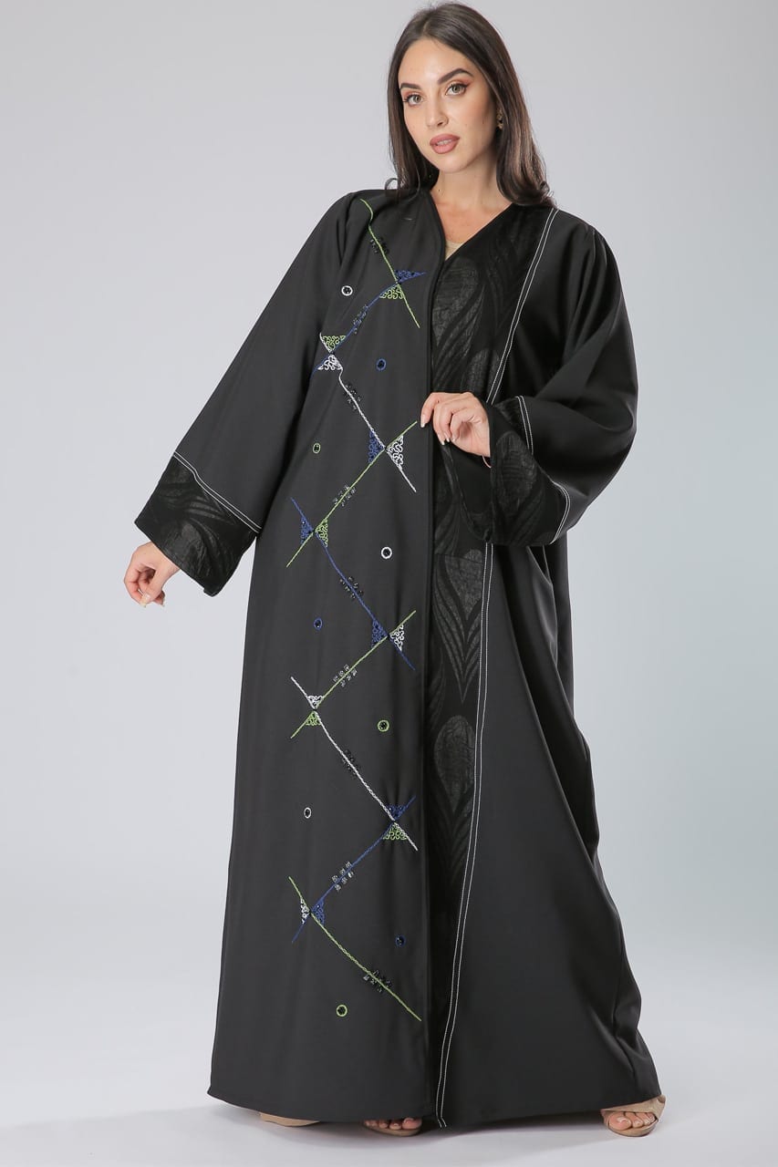 Colored Embroidery Abaya - Heracloset Online