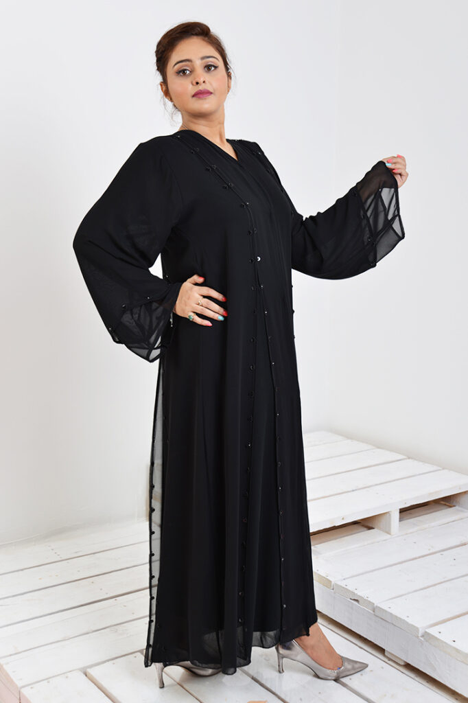Chiffon Abaya with Beads - Heracloset Online
