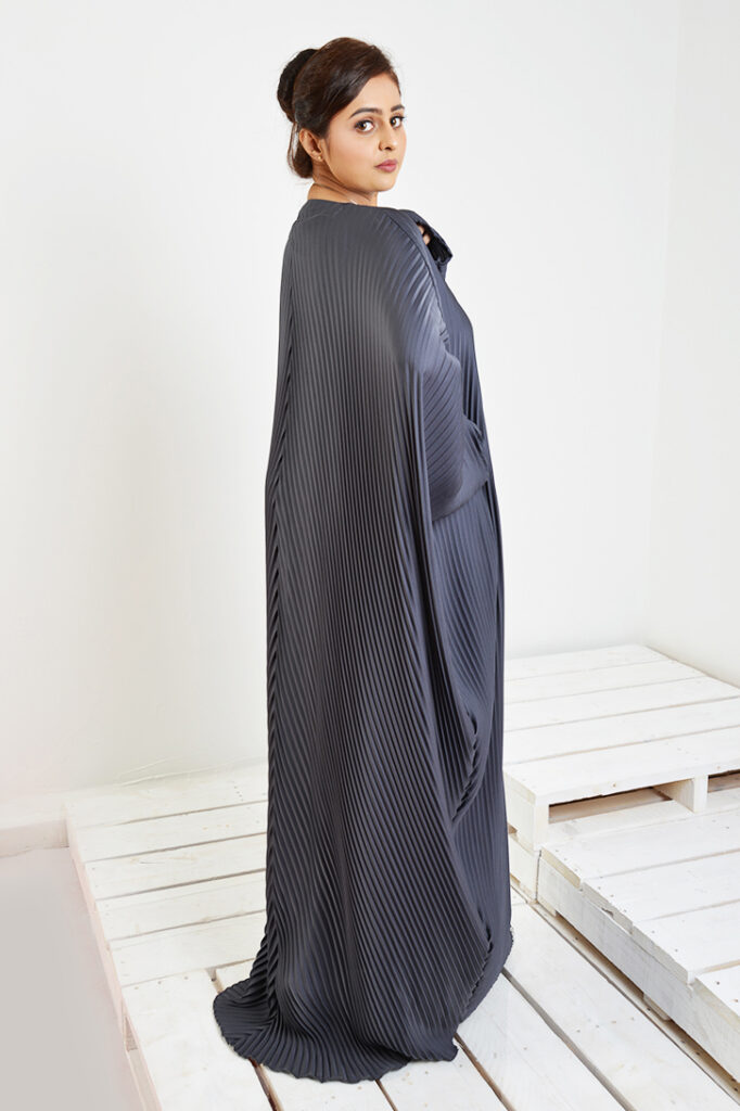 Grey Pleated Abaya - Heracloset Online