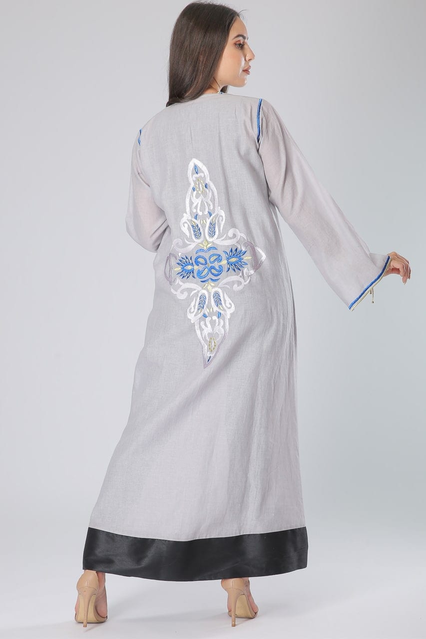 Floral Embroidery Abaya Dress - Heracloset Online