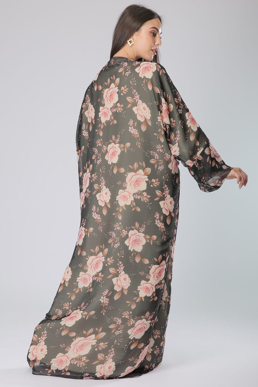 Floral Print Abaya - Heracloset Online