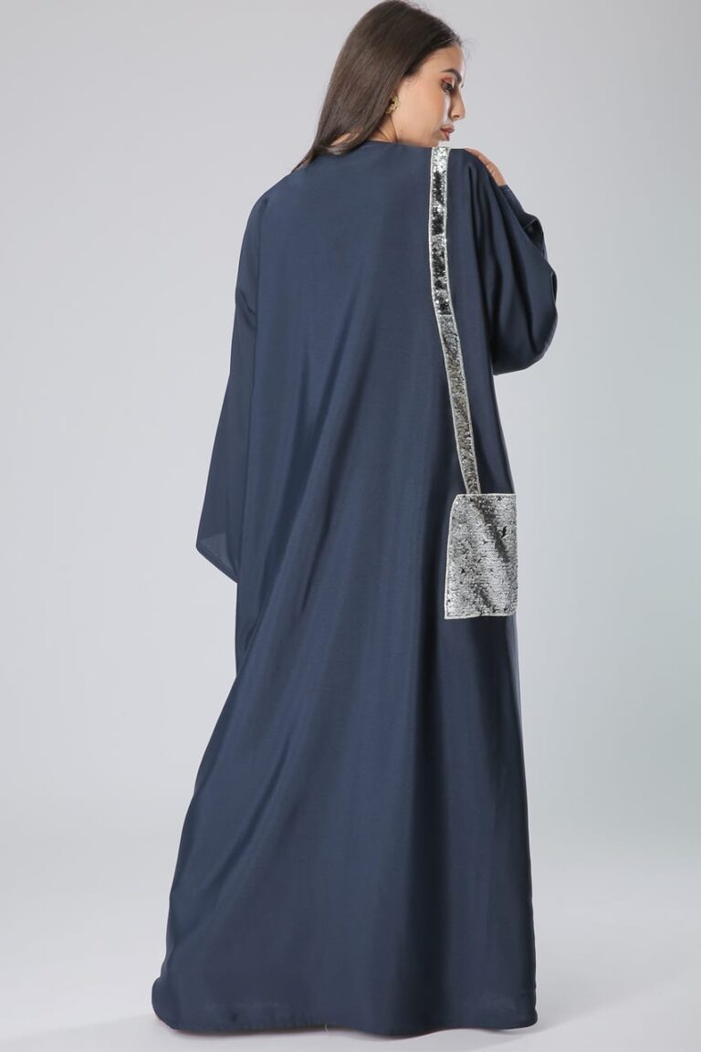 Navy Abaya with Sequins - Heracloset Online