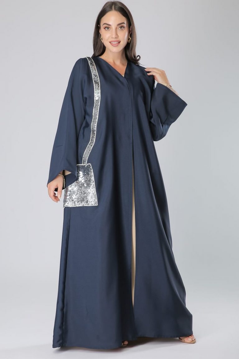 Navy Abaya with Sequins - Heracloset Online