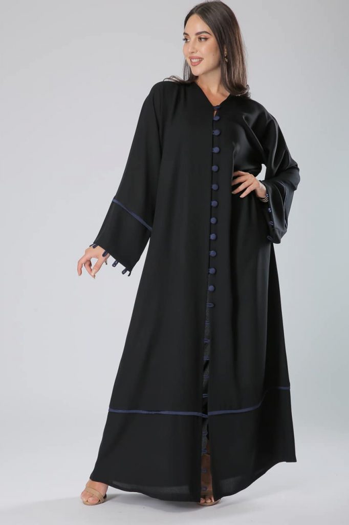 Cloth Buttons Lace Abaya - Heracloset Online